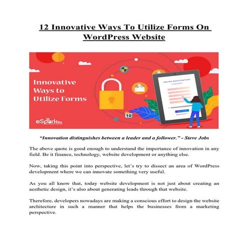 12 innovative ways to utilize forms on word press website | PDF