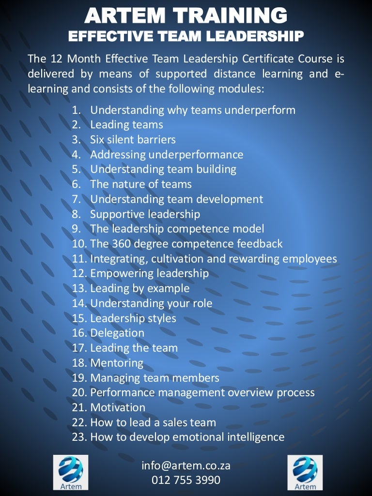 12 Months Effective Team Leadership Course