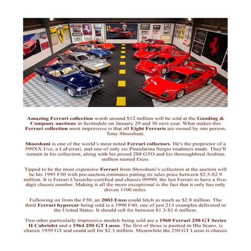 $12 million ferrari car collection will be sold at auction | ODT