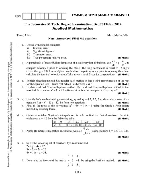 10 mmd11 applied mathematics - june, july 2013 | PDF