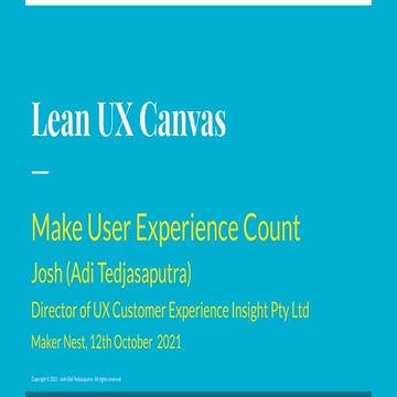 Lean UX Canvas: Make User Experience Count | PDF