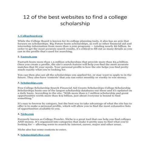 12 of the best websites to find a college scholarship | PDF