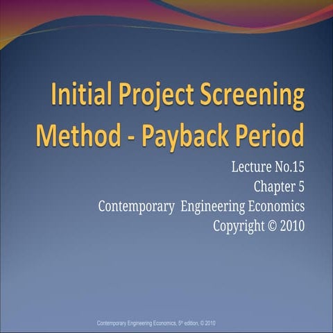 Payback Period Engineering Economics Slide | PPT