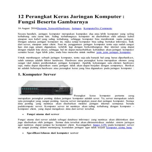 12 perangkat keras jaringan komputer | DOCX