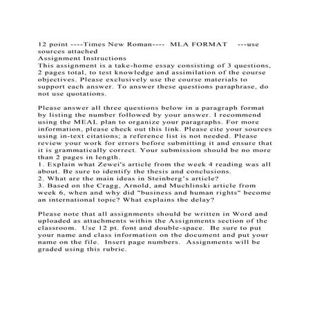 12 point ----Times New Roman---- MLA FORMAT ---use sources att.docx ...