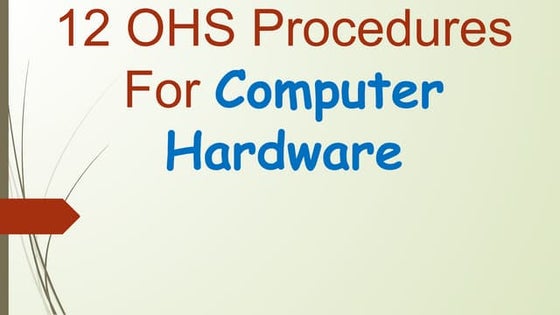 Occupational Health and Safety (OHS) Standards.pptx | Technology ...