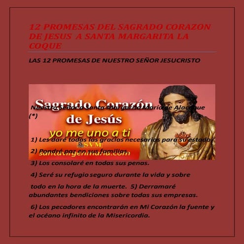 12 promesas del sagrado corazon de jesus a santa margarita la coque | PDF