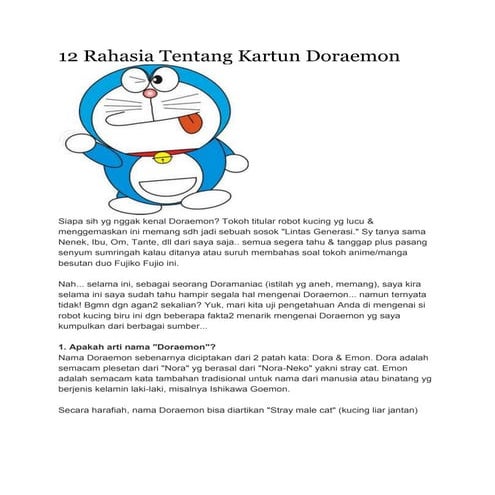 12 rahasia tentang kartun doraemon | DOCX