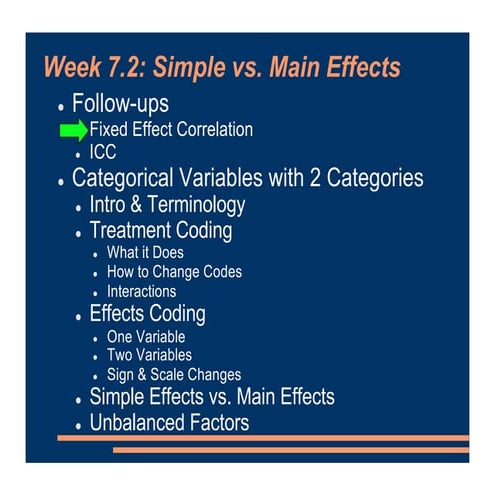 Mixed Effects Models - Simple and Main Effects | PDF