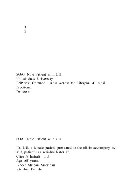 a case study on urinary tract infection ( UTI) | PPT