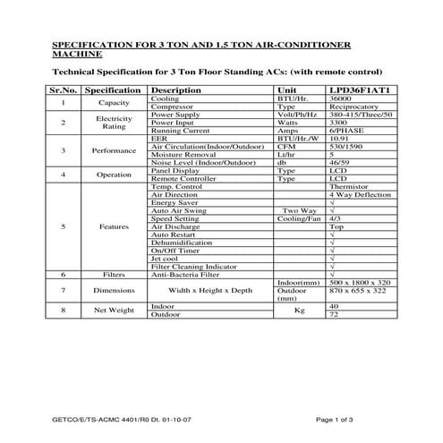 12 specification ts_a_c_machines_r0_oct_07 | PDF
