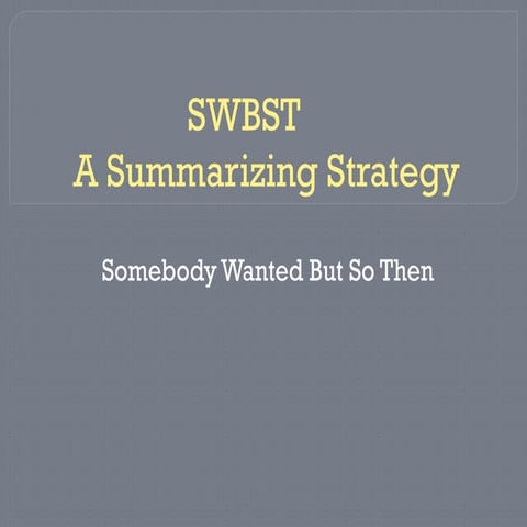 12 SWBST summarzing how to summarize using SWBST | PPTX
