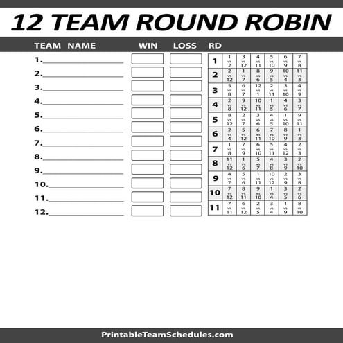 12 Team Round Robin Schedule | PDF