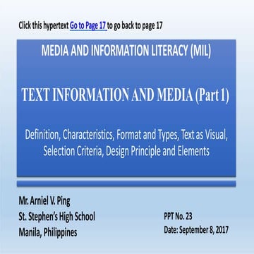 Media and Information Literacy (MIL) - Text Information and Media (Part ...