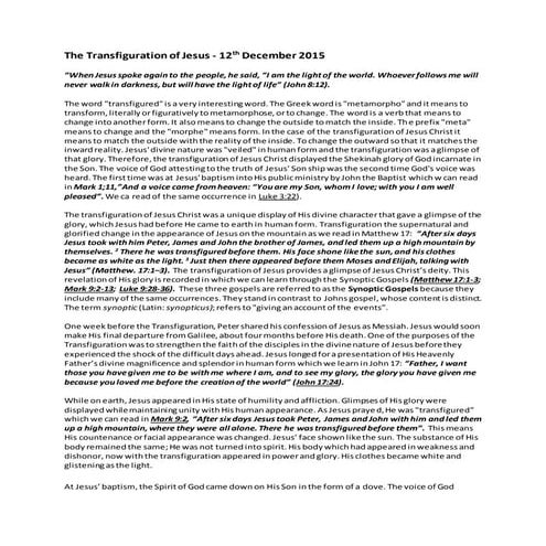 The transfiguration of Jesus | PPTX