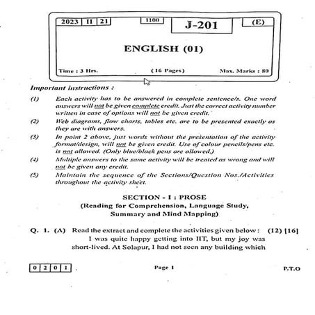 12th English 2023.pdf sample board paper 2 | PDF