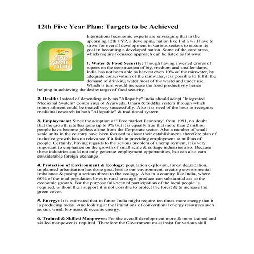 12th five year plan | PDF
