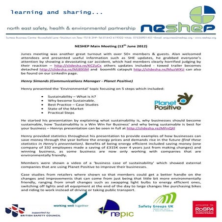 Meeting Review NESHEP 5th April | PDF