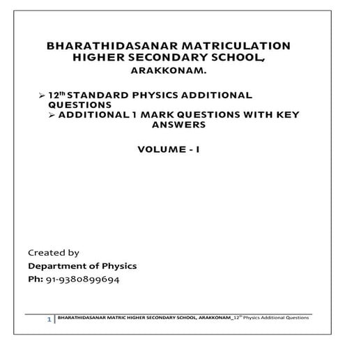 12th physics (vol 1) | PDF