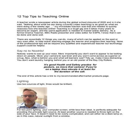 12 top tips to teaching online | PDF