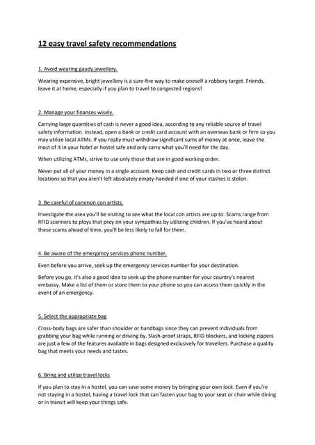 12 Travel Safety Tips For Your Next Vacay Pdf