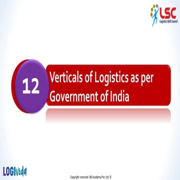 12 Verticals of Logistics as per Government of India | PDF