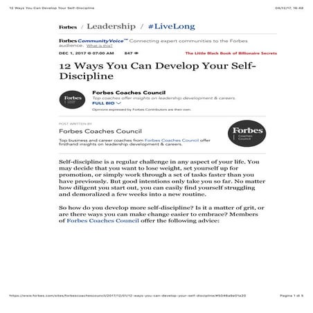12 Ways You Can Develop Your Self- Discipline | PDF