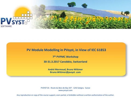 Modeling the Incidence Angle Dependence of PV Modules in PVsyst | PPT