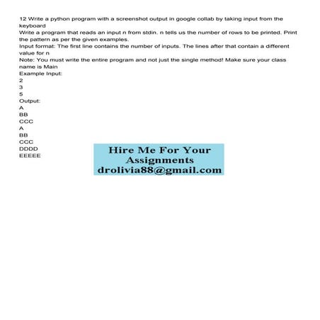12 Write a python program with a screenshot output in google.pdf