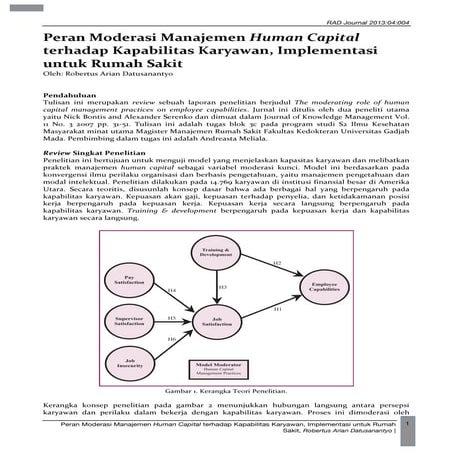 Peran Moderasi Manajemen Human Capital terhadap Kapabilitas Karyawan -- Implementasi pada Rum | PDF