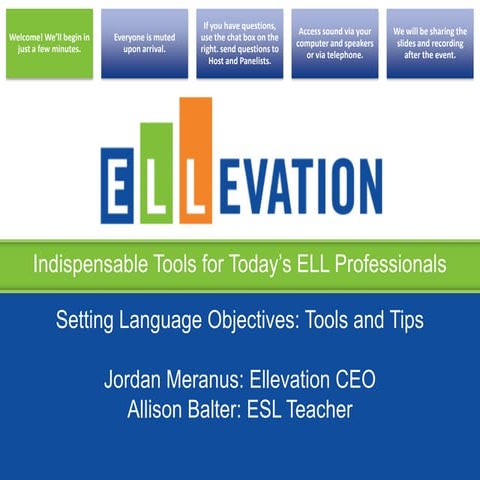 Setting ELL Language Objectives (Webinar Slides from Ellevation ...
