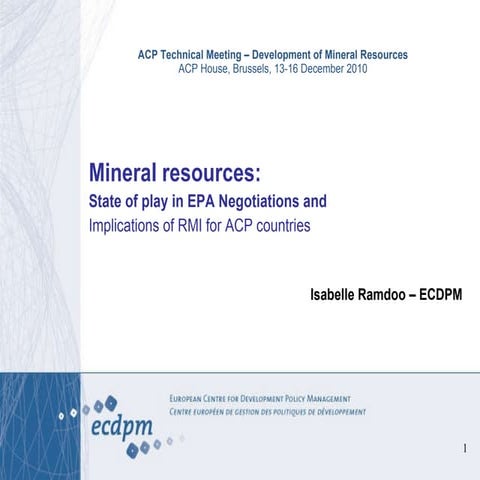 Mineral resources: State of play in EPA Negotiations and Implications ...