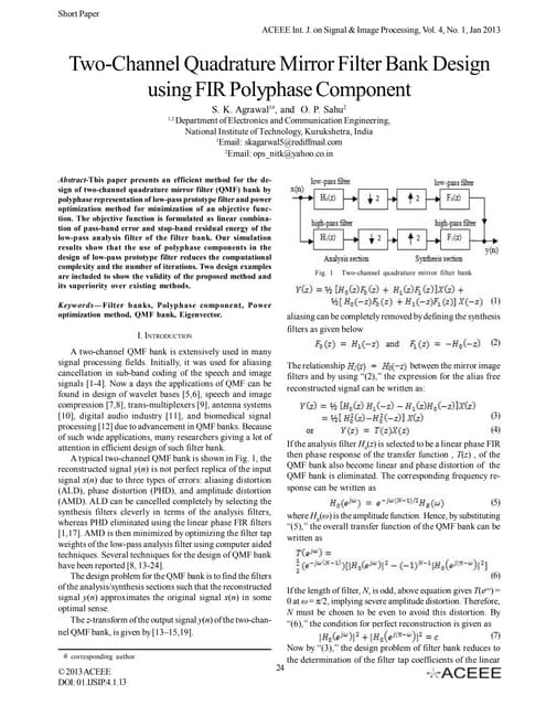 SIMULATION OF QMF FILTER Bank | PPTX