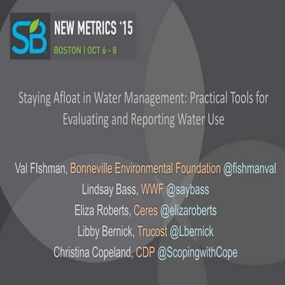 Staying Afloat in Water Management: Practical Tools for Evaluating and ...
