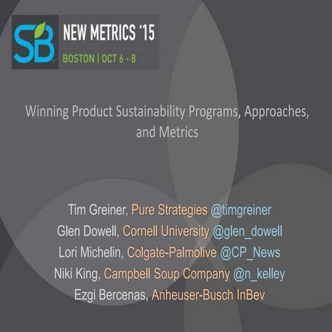 Winning Product Sustainability Programs, Approaches, and Metrics - tim ...
