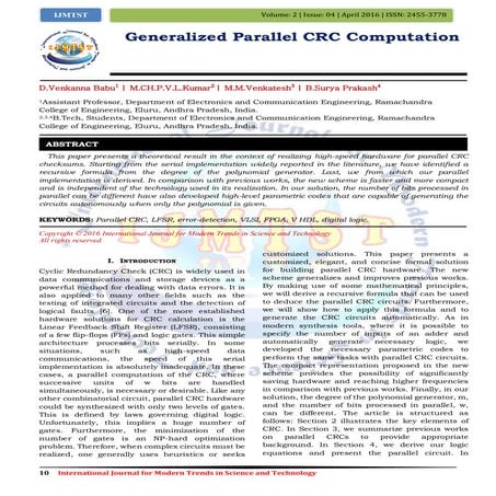 Generalized Parallel Crc Computation Pdf 