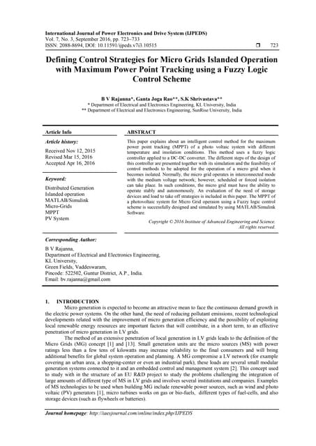 Defining Control Strategies For Micro Grids Islanded Operation With