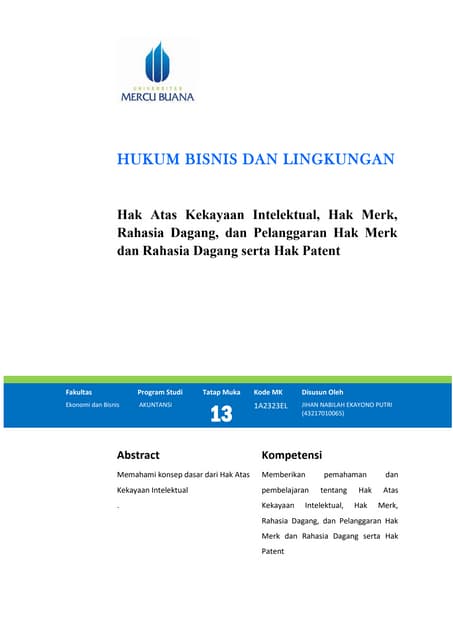 HAK KEKAYAAN INTELEKTUAL | PDF