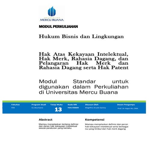 13. hbl,maghfira arsyfa ganivy,hapzi ali, hak atas kekayaan intelektual, universitas mercu buana ...