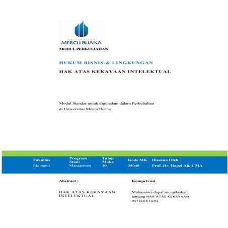 HBL13. MUhammad Rizal Ramadhan, hapzi ali, modul 13 hbl, hak atas kekayaan intelektual ...