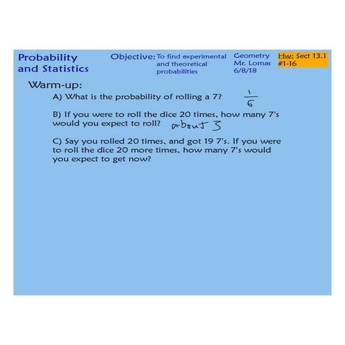 13 1 experimental and theoretical probability | PDF