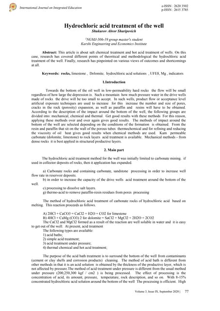 Hydrochloric acid uses, hazards and industrial applications | PPTX