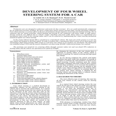 Vtu phase 1 report on four wheel steerinfg system | PDF
