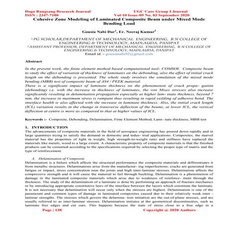 cohesive zone modeling of laminated composite beam under mixed mode | PDF