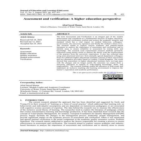 Assessment and verification: A higher education perspective | PDF