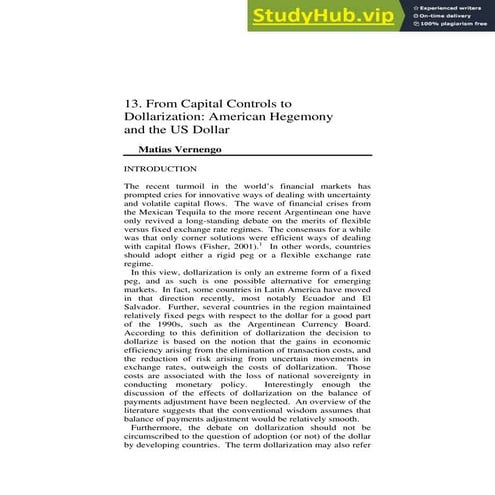 13. From Capital Controls To Dollarization American Hegemony And The US ...