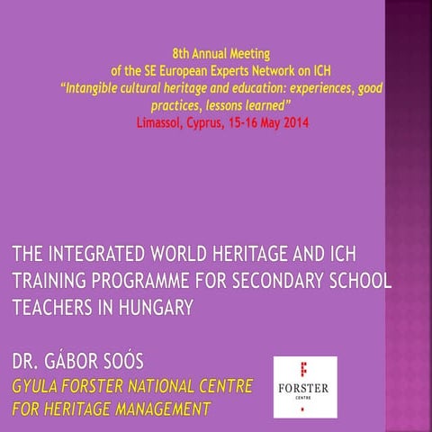 Hungary – Education: The integrated World Heritage and ICH training ...