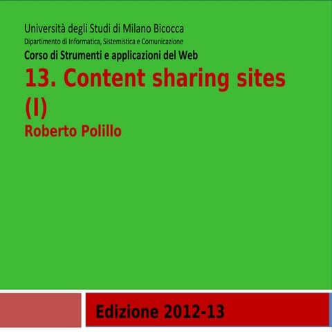13. Content sharing sites (i) | PPT | Social Networking | Internet