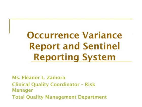 Occurrence Variance Report Ppt