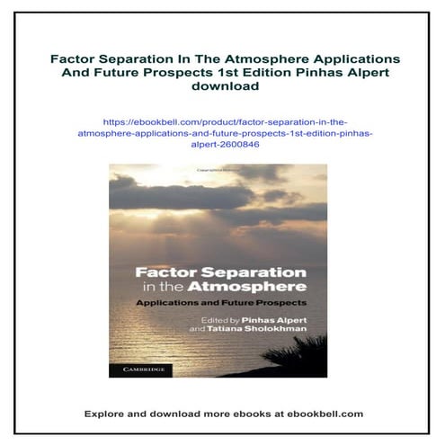 Factor Separation In The Atmosphere Applications And Future Prospects ...